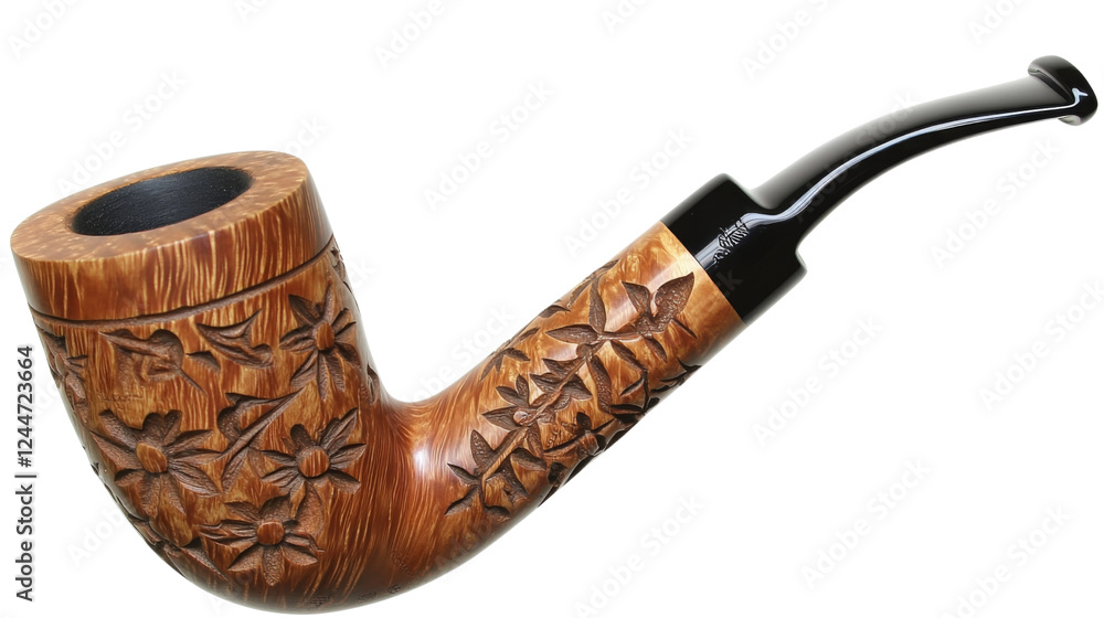 Elegant carved briar smoking pipe on transparent background Stock Photo ...