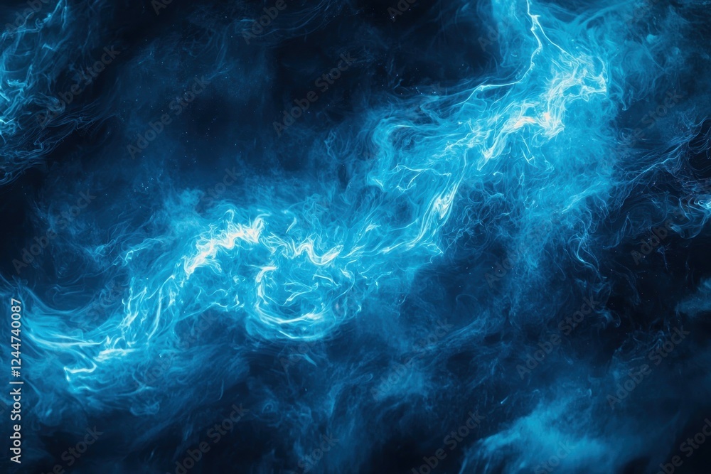Captivating photo of vibrant blue flames licking the dark background ...