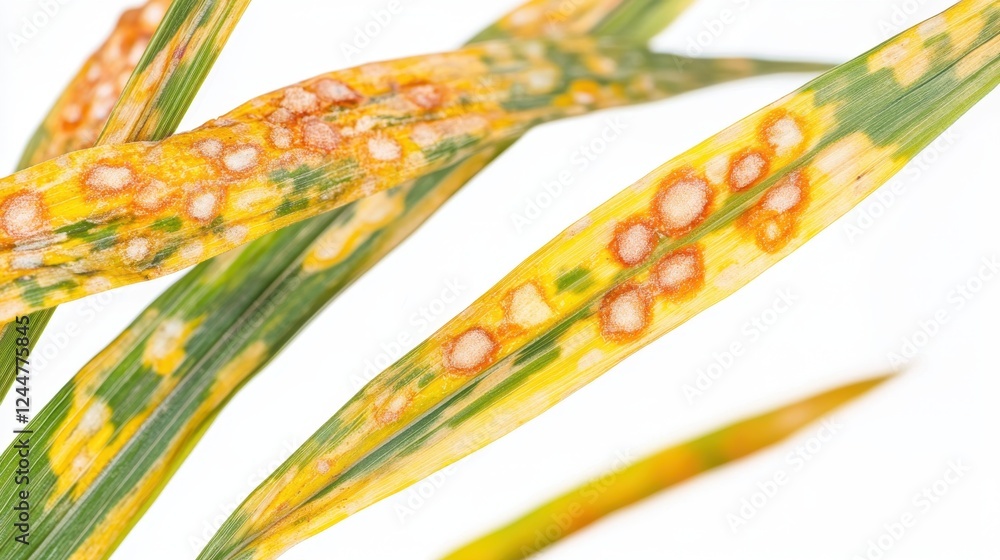 Wheat Rust Infestation: Close-up image of wheat leaves affected by rust ...