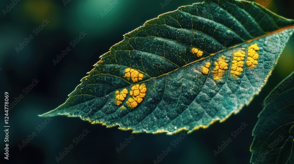 Leaf Disease Close-up: A detailed macro shot reveals the intricate ...