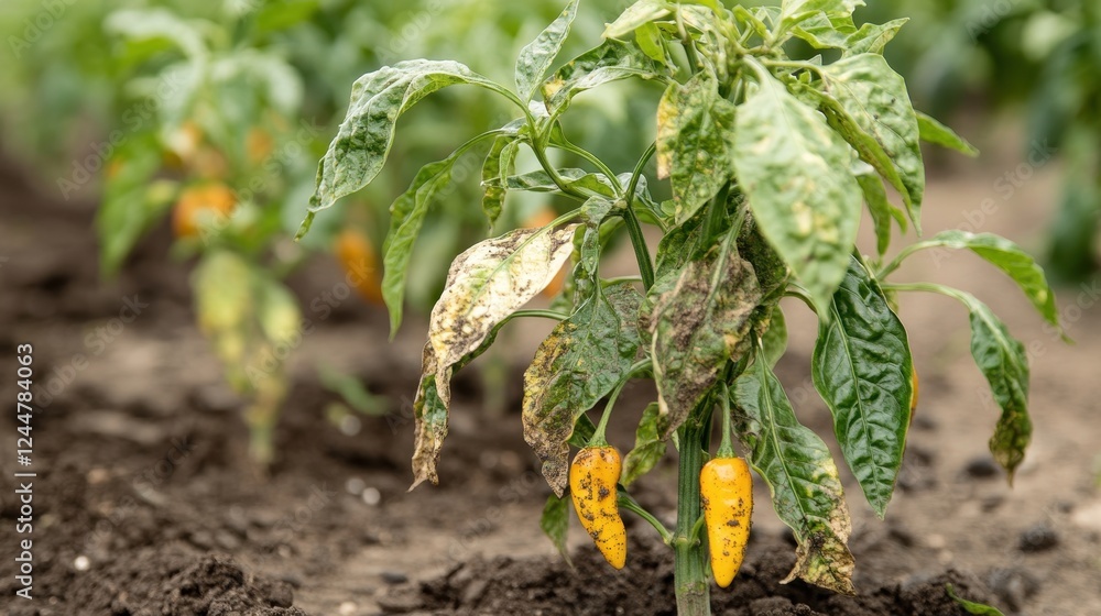 Chili Pepper Plant Disease: A close-up shot reveals a chili pepper ...
