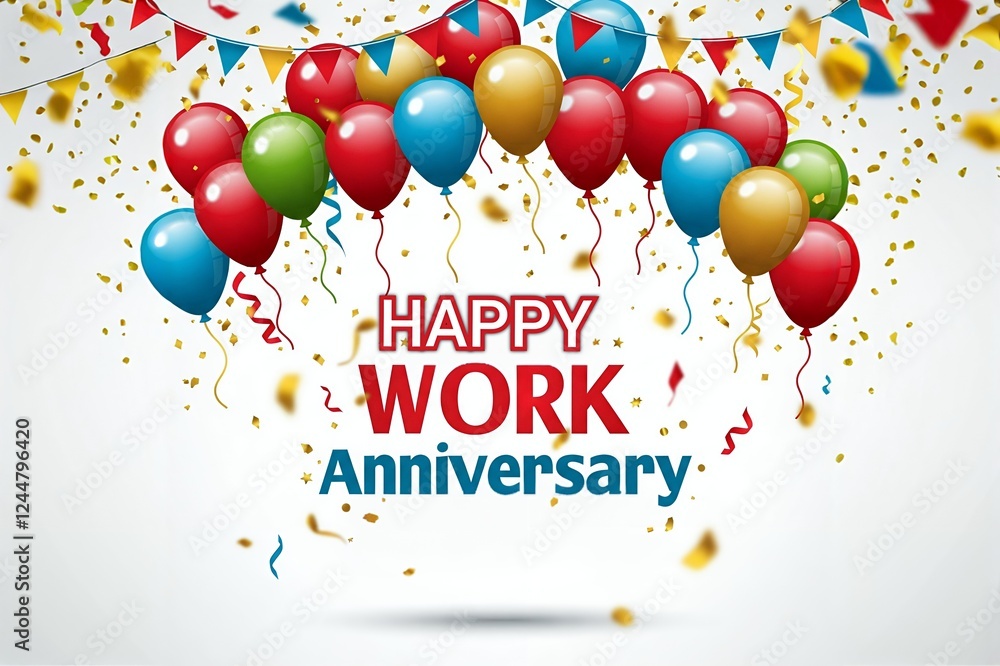 Happy Work Anniversary Celebration Background with Balloons and ...
