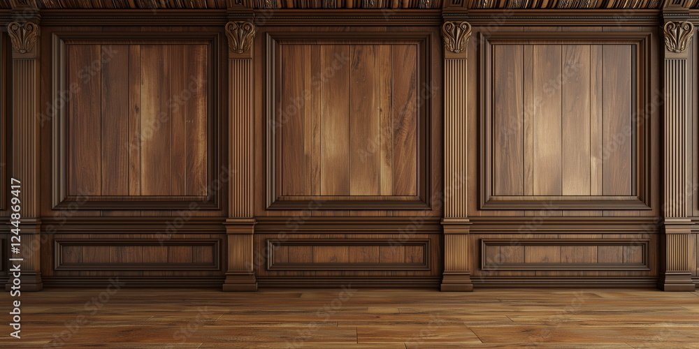 Classic premium luxury wood paneling wall background or texture. Highly ...