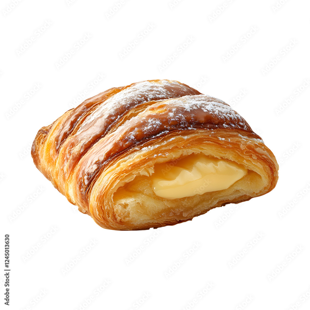 Caramel Cream-Filled Danish with Buttery Croissant Isolated on ...