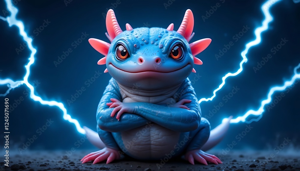 Angry Axolotl – A usually cute axolotl with crossed arms, against an ...