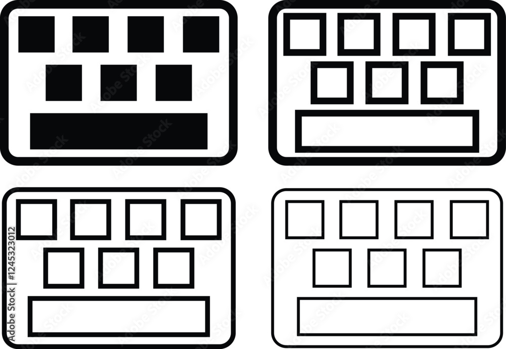 Keyboard icon in flat, line set. Keyboard of computer, laptop. Modern ...