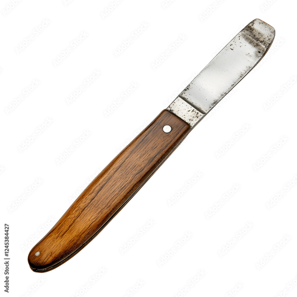 Knife with Wooden Handle Shown in Transparent Surface Stock Photo ...