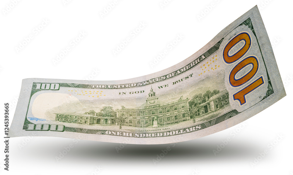 100 dollars banknotes falling in the air isolated on white, Flying 100 ...