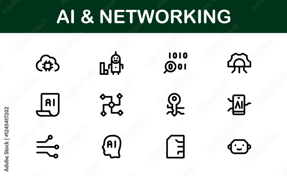 AI and Networking Icons. High-Quality Vector Illustrations for Machine ...