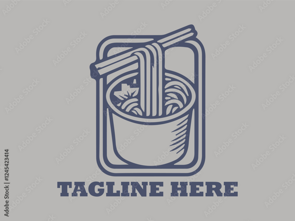 illustration of aluminum container with noodles asian food background ...