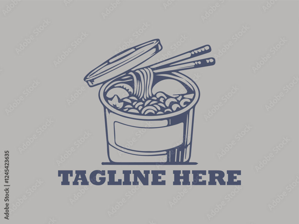 illustration of aluminum container with noodles asian food background ...