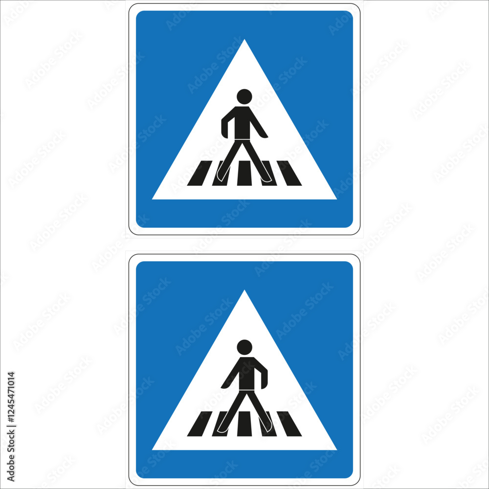 Pedestrian crossing street sign indicating safe area to cross road ...