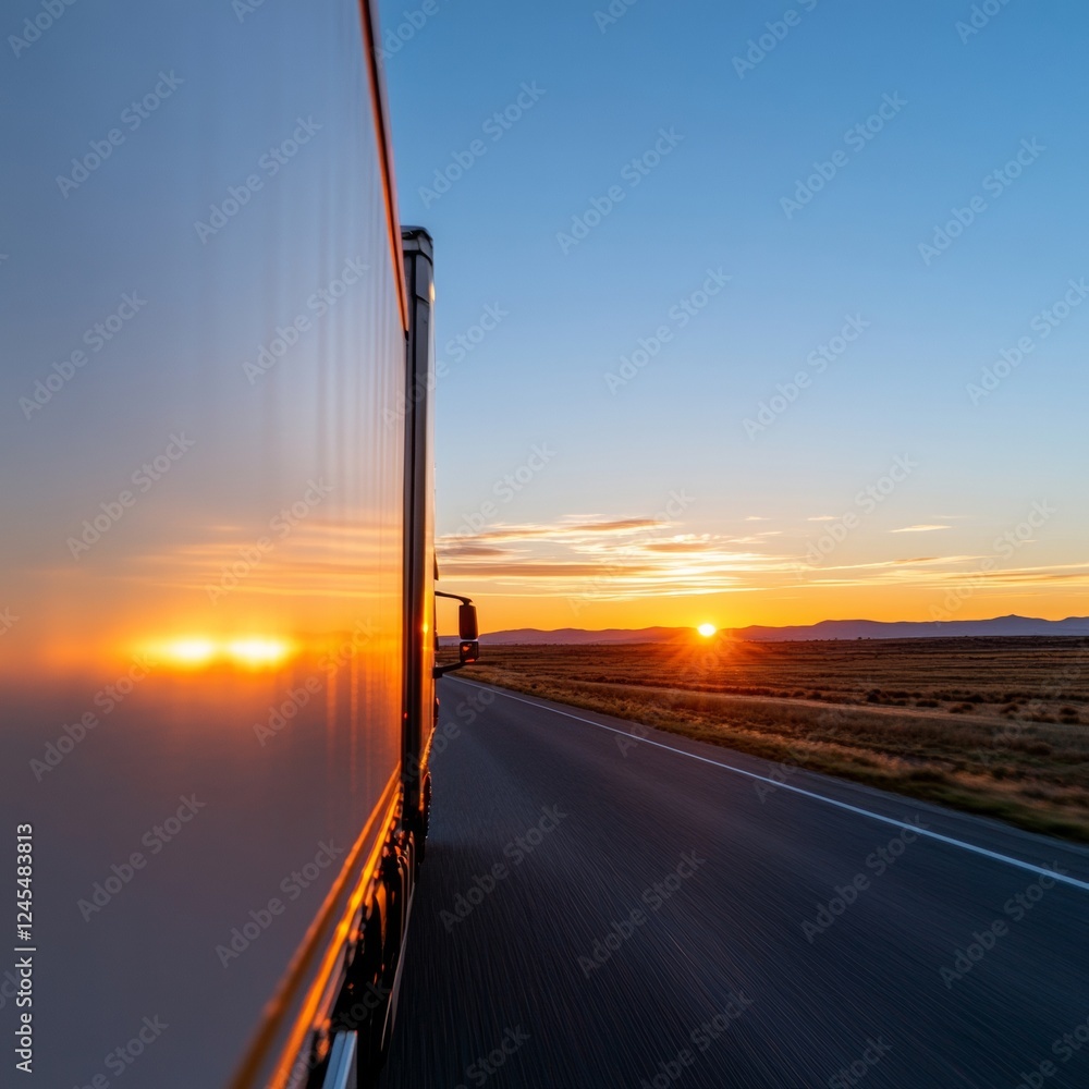 Golden Hour Freight Experience Streamlined Commercial Truck on Open ...