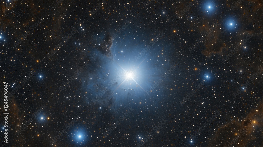 The intense blue-white glow of Sirius dominates a starry sky, with ...