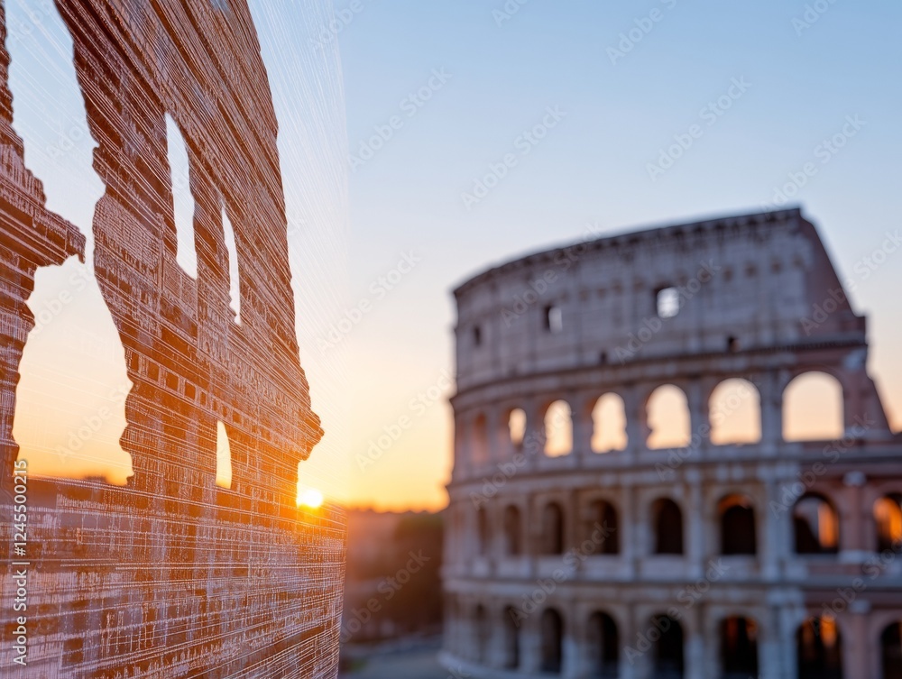 Sunrise Over Roman Ruins Detailed Stone Arches and Columns for Cultural ...