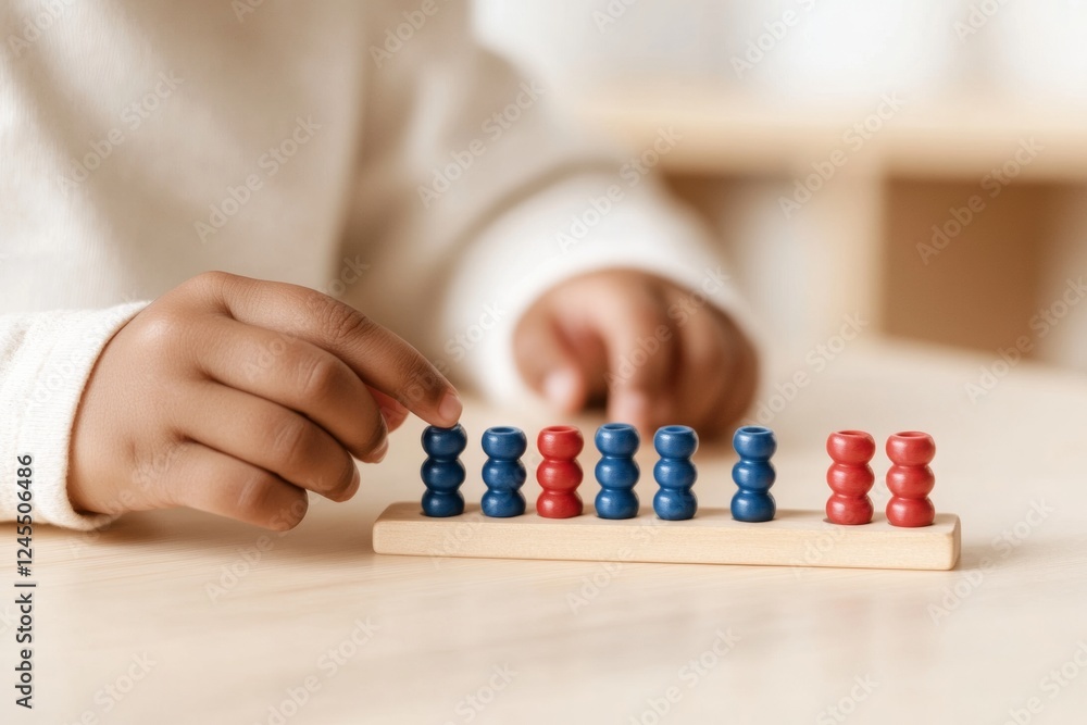 Montessori-Inspired Math Learning Kit Childs Hands with Wooden Number ...