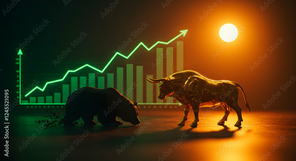 Bull vs. Bear: A Symbolic Representation of Market Trends Stock Photo ...