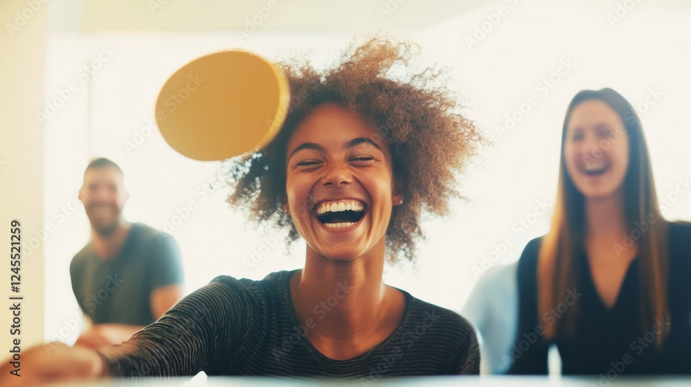 Workplace Playfulness Spontaneous Table Tennis with Bright Smiles ...