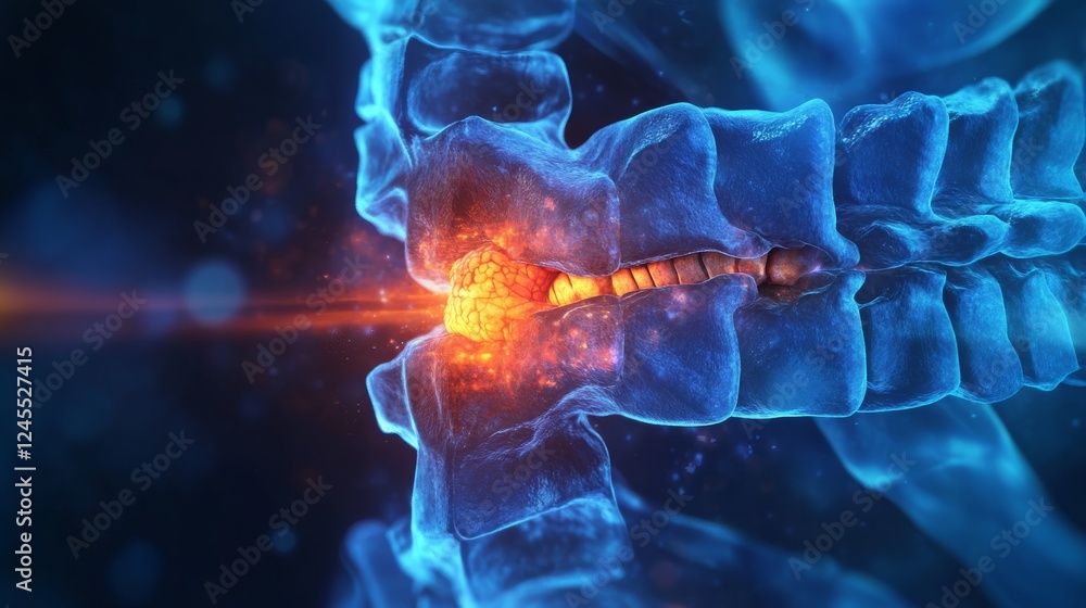 Professional medical illustration of lumbar spine condition ...