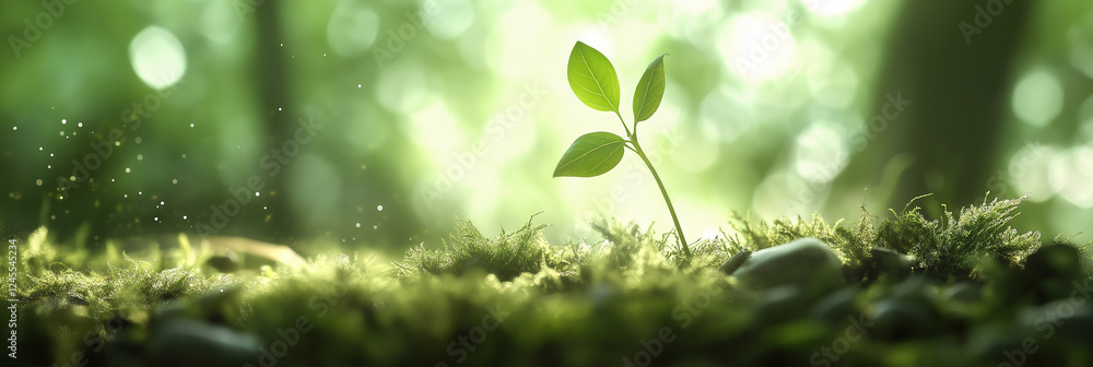 Banner of young tree, green forest, globe green jungle, soil, EV car ...