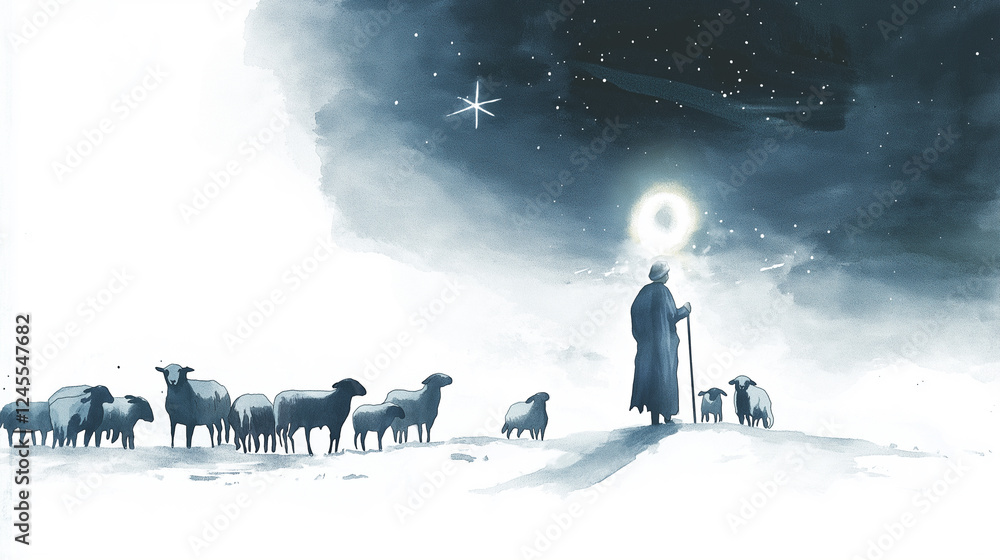 Jesus, shepherds Jesus Christ hold hseep walk in desrt. God holy ...