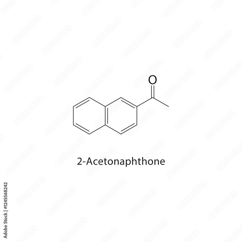 2-Acetonaphthone skeletal structure.Ketone compound schematic ...