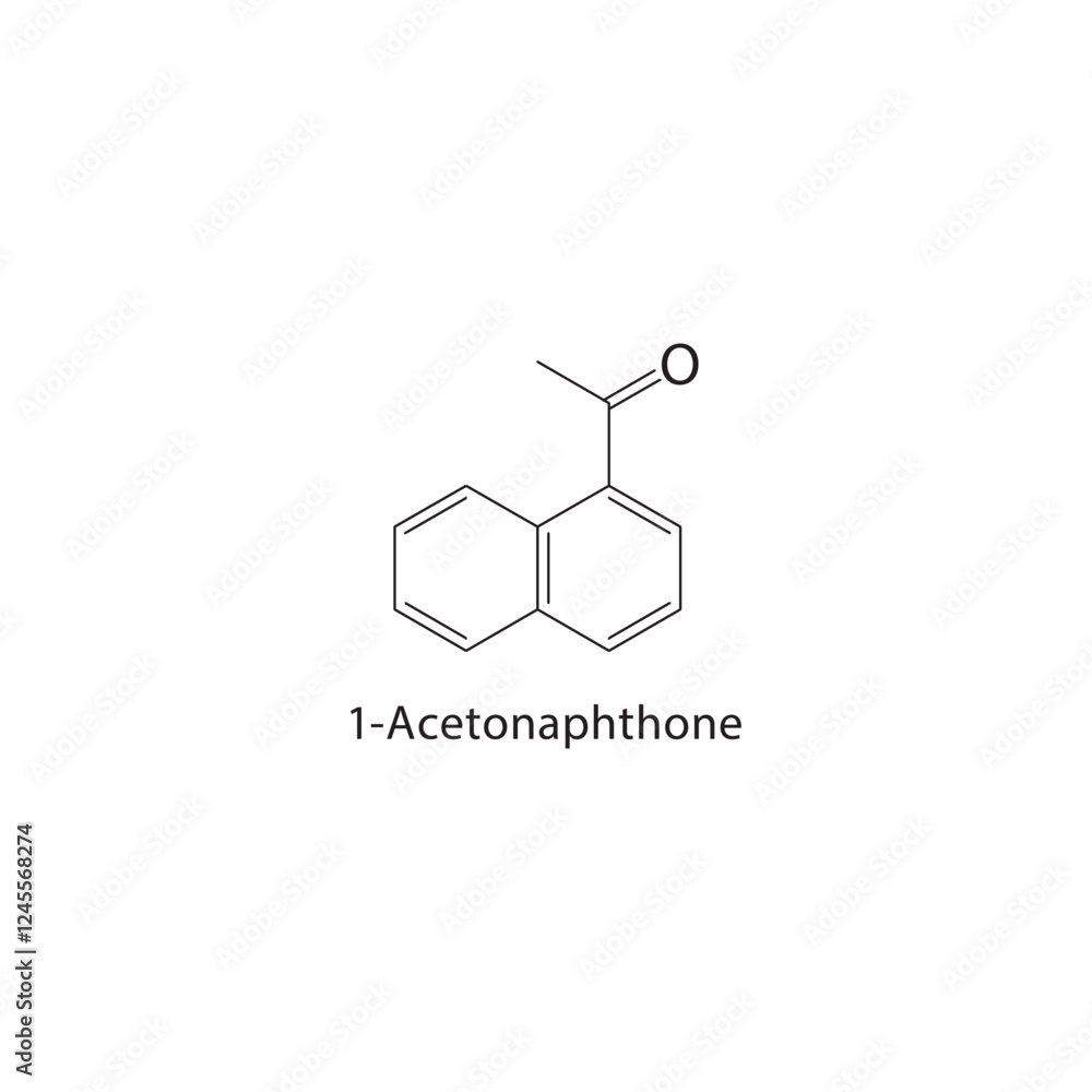 1-Acetonaphthone skeletal structure.Ketone compound schematic ...
