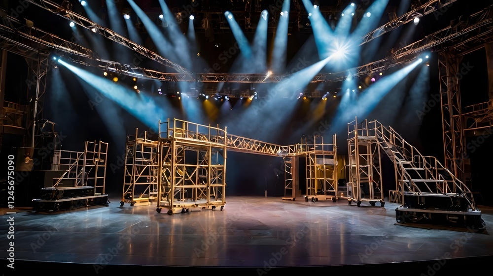 Stock-Illustration „Live stage production setup with rigging equipment ...