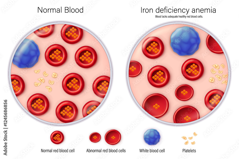 Comparison between normal blood and iron deficiency anemia vector ... Comparison between normal blood and iron deficiency anemia vector ...