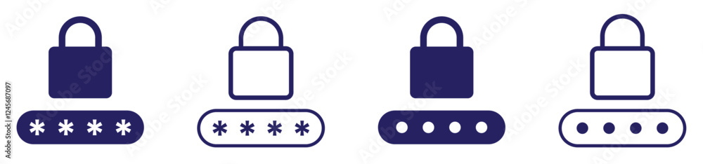Cybersecurity password protection icon with padlock and hidden ...
