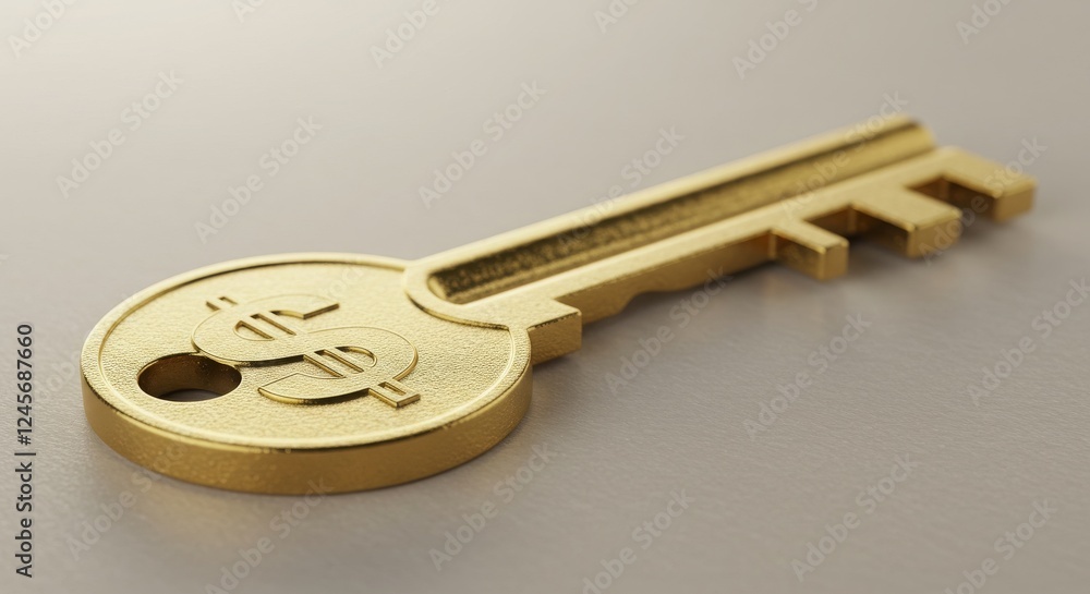 Golden Key Symbolizing Wealth and Opportunity with Dollar Sign Design ...