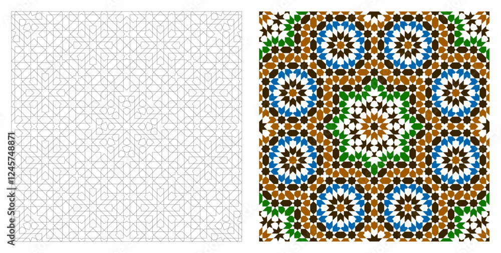 Seamless arabic ornament based on traditional arabic art. Colouring ...