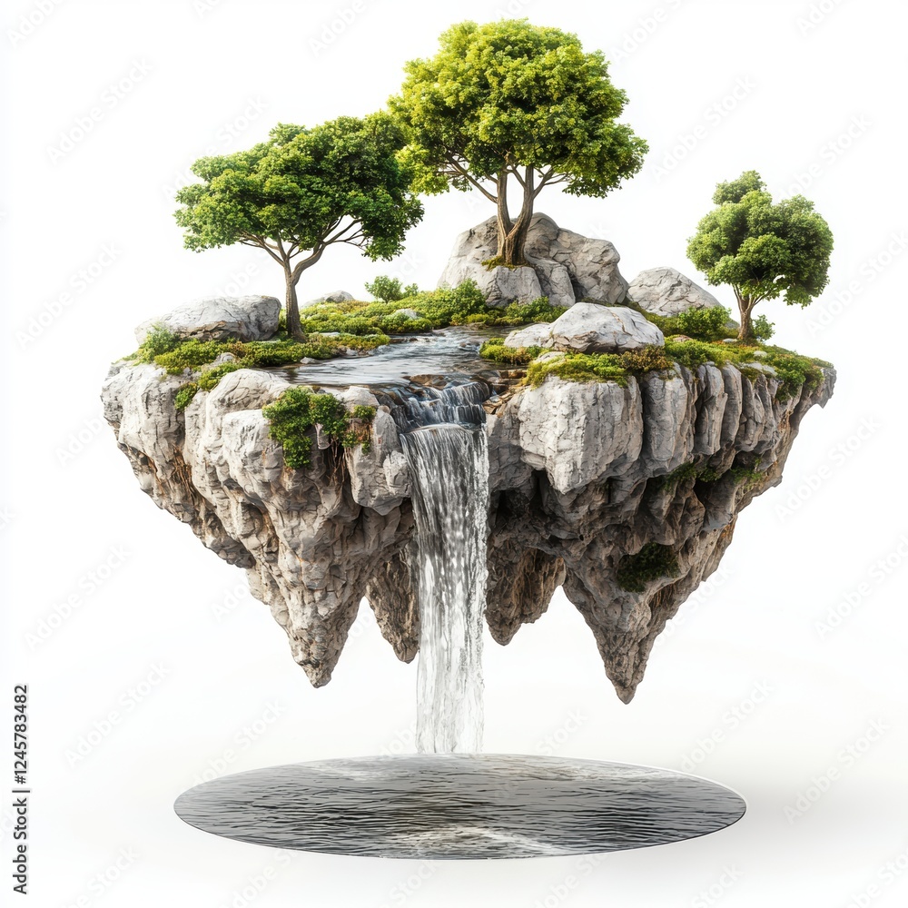 gravity-defying planet with floating rock formations, upside-down ...