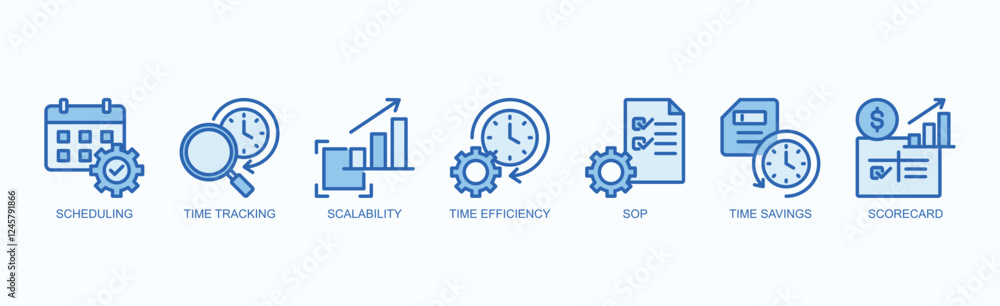 Optimized Time Management Icon Set Isolated Vector Illustration Concept With Icon Of Scheduling ...