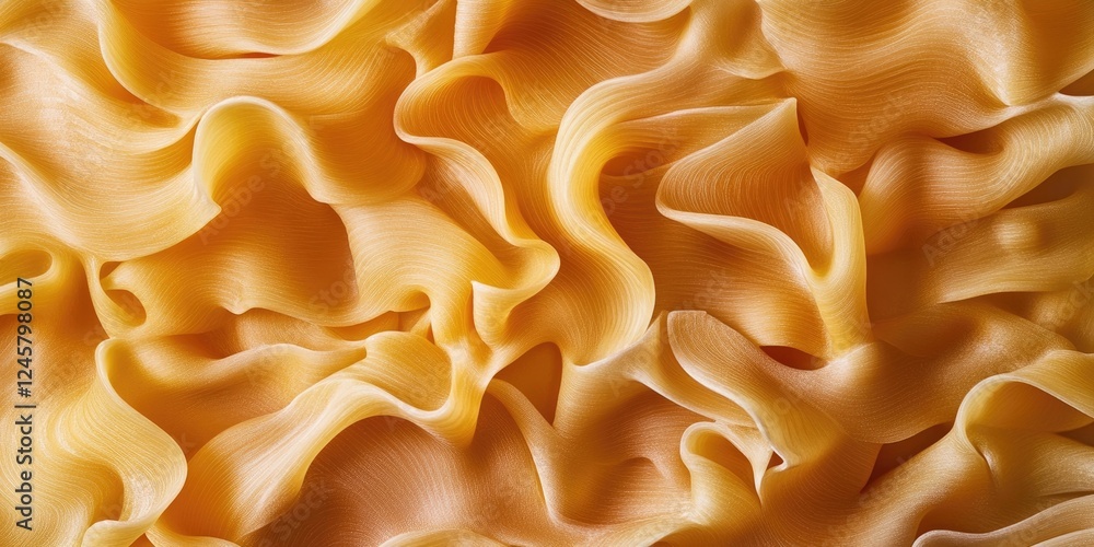 Ruffled yellow pasta sheets with wavy textures creating an elegant ...