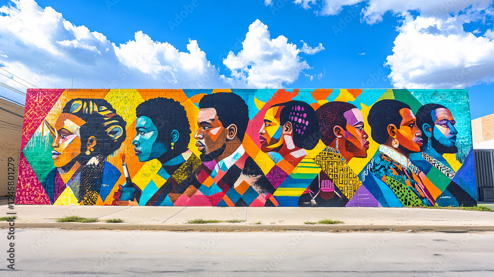 Large mural on a city wall painted during Black Awareness Day ...