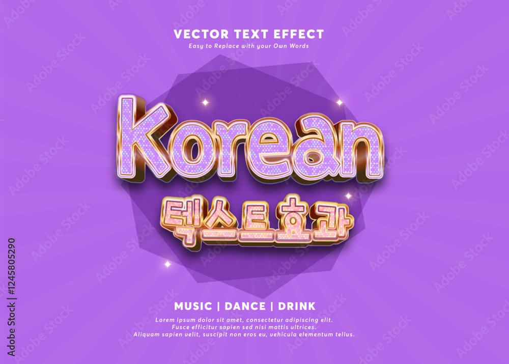 Editable text effect Korean Movie - Drama 3d cartoon template style ...