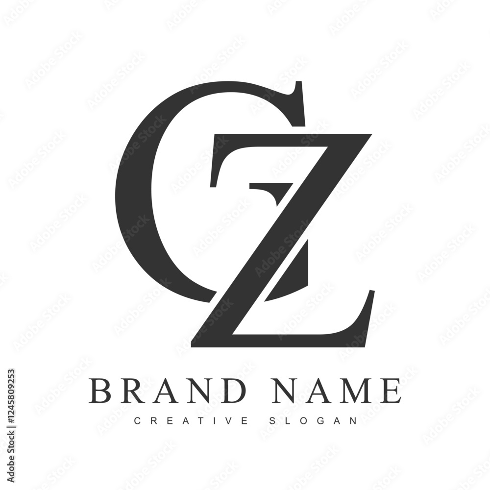GZ trendy logotype template. Initial letter g and z classic font style ...