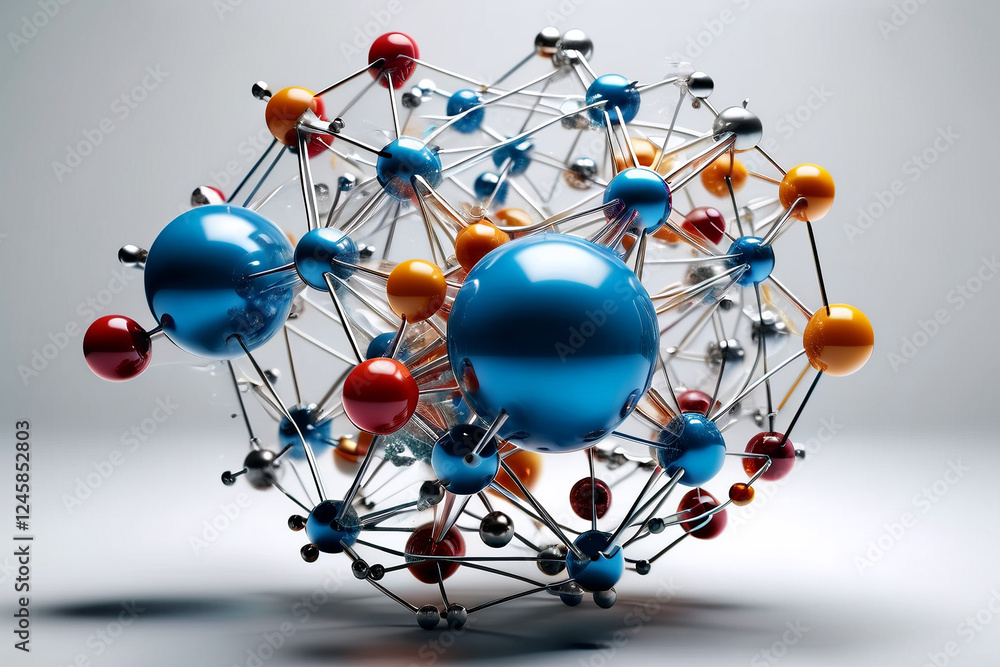 Abstract graphic of three-dimensional molecular formula, imaginary ...
