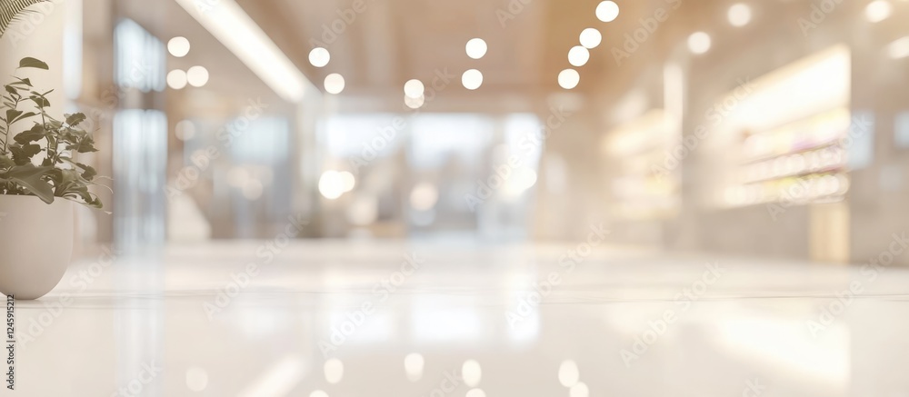 Blurred interior view of a modern supermarket showcasing open space ...