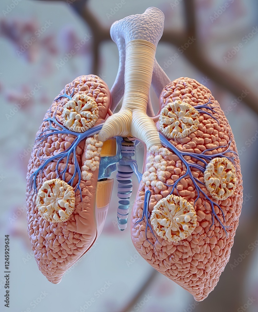 High Resolution 3D Model of Respiratory System with Labeled Affected ...