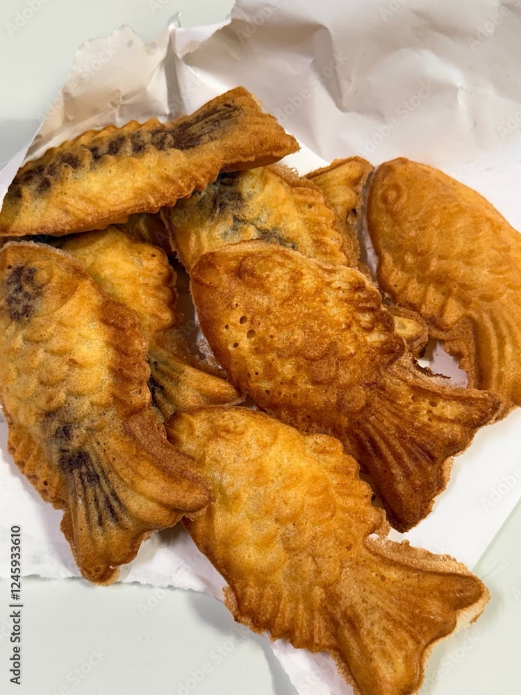Bungeoppang, bungeo-ppang (Korean Fish Shaped Pastry), popular snack, cookies, sweet in winter ...