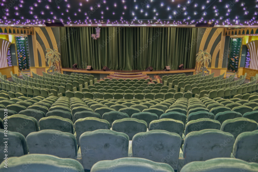 Show Lounge or large theatre with stage and seating on modern ...