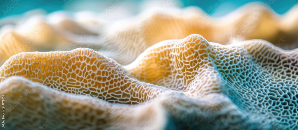 Intricate texture patterns of coastal coral in a vibrant underwater ...