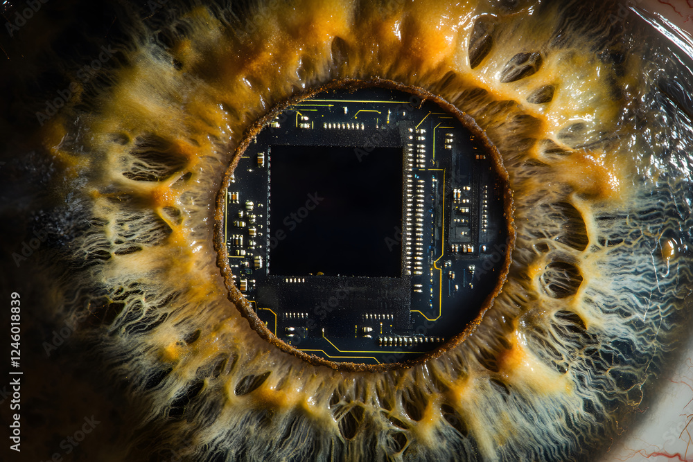 Human eye with cyber retinal recognition for neuro link connection ...