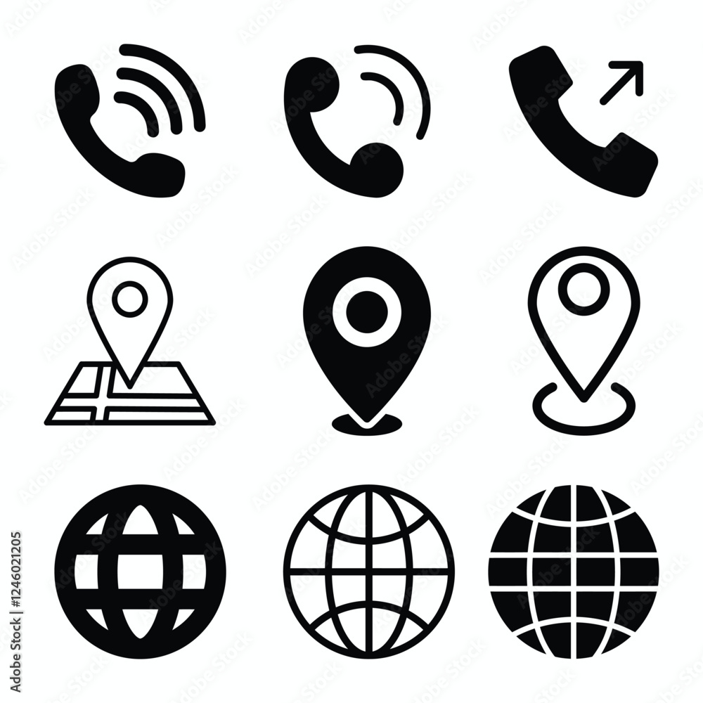 Call Icon, Location Icon, Website Icon, Phone Symbol, Map Marker, Web ...