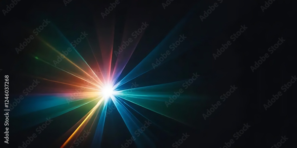 Light burst, rainbow spectrum, cosmic rays, prismatic effect, starlight ...