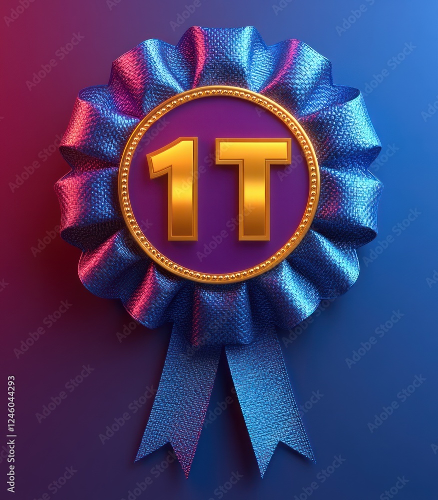 Blue 1st Place Award Ribbon with Yellow Font for Achievement and ...