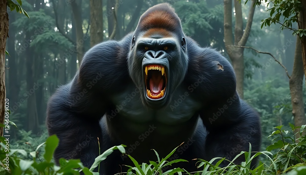 Big Angry Gorilla Animal Monster Wildlife Jungle Dangerous Mad And ...