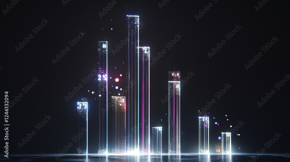 Ilustración de Stock Light Beam Growth Chart: Vertical beams of light ...